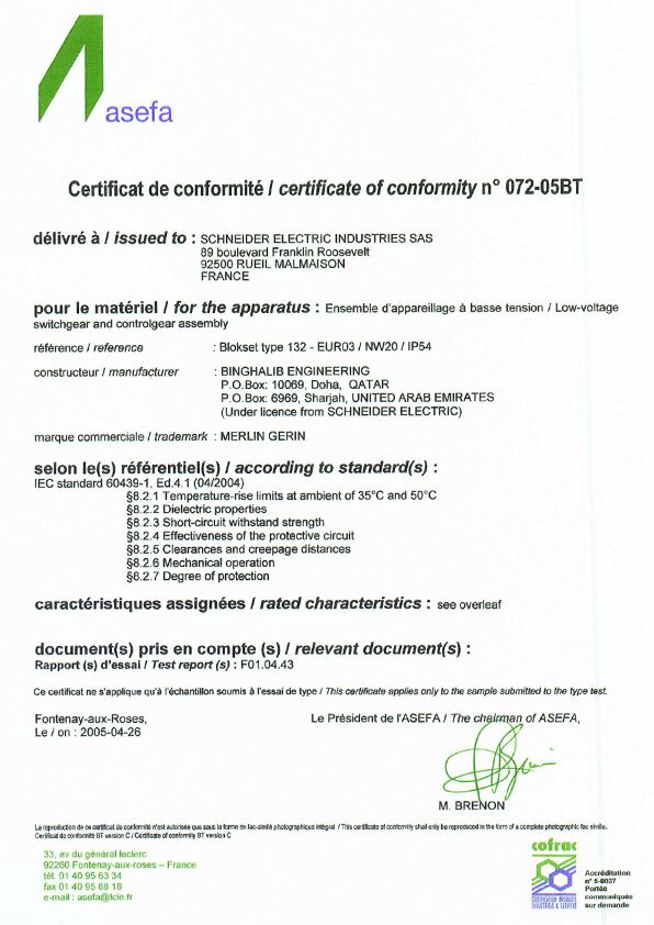 Certificates - Btech Switchgear | World class low voltage switchgear ...